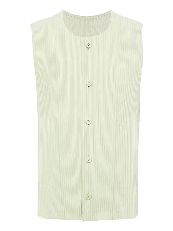 Issey Miyake Pleated Vest - Green
