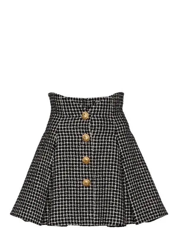 Balmain Tweed Tulip Mini Skirt - Black
