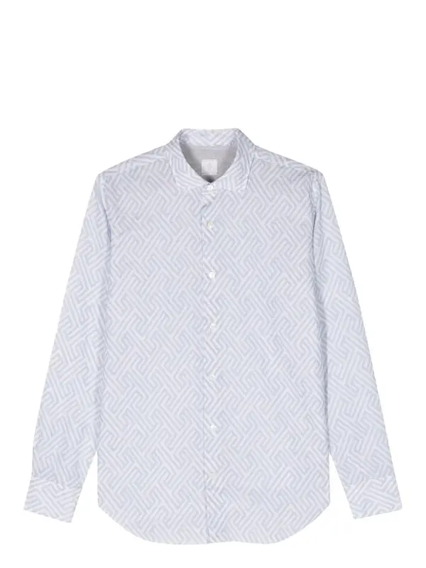 Eleventy Geometric-print Button-up Shirt - Blue
