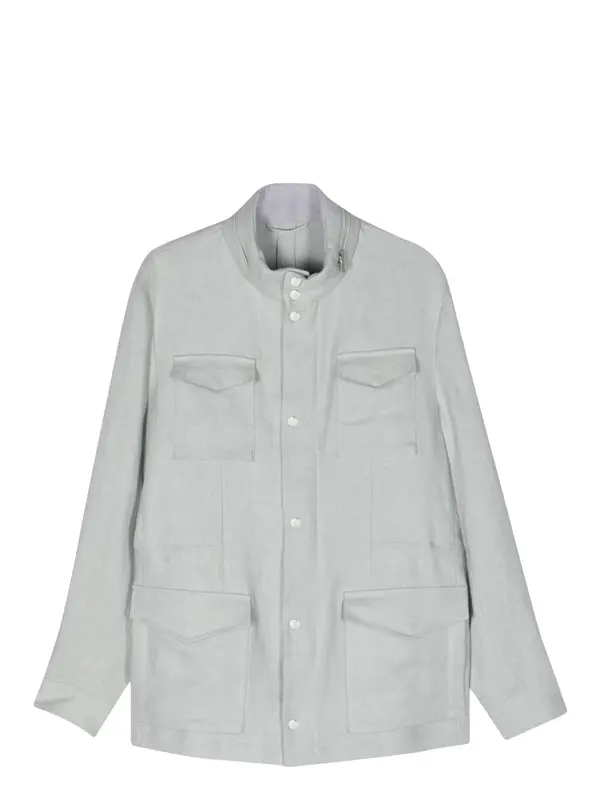 Eleventy Linen Field Jacket - Blue