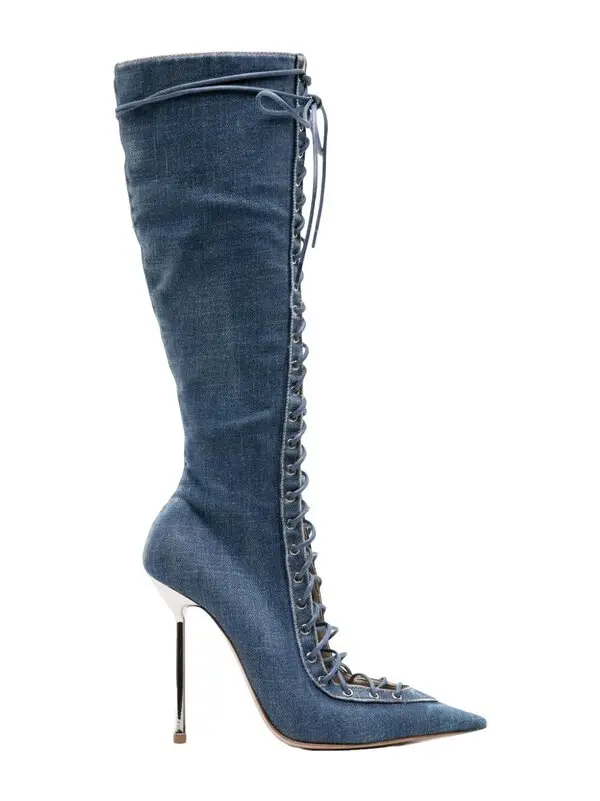 LE SILLA Colette 120mm Denim Boots - Blue
