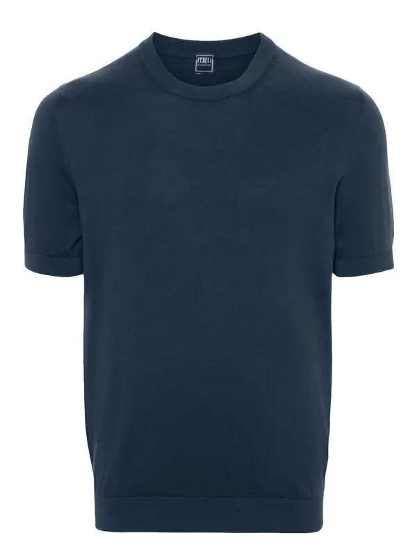 Fedeli Fine-knit T-shirt - Blue
