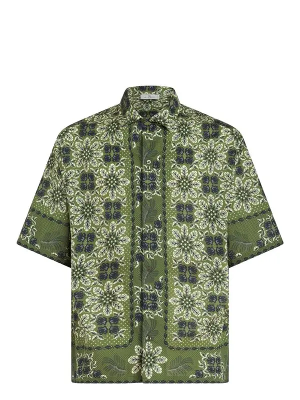 Etro Floral-print Cotton Shirt - Green