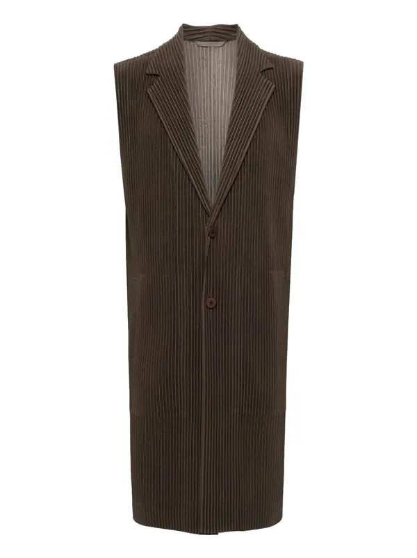 Issey Miyake Tailored Pleats Vest - Brown