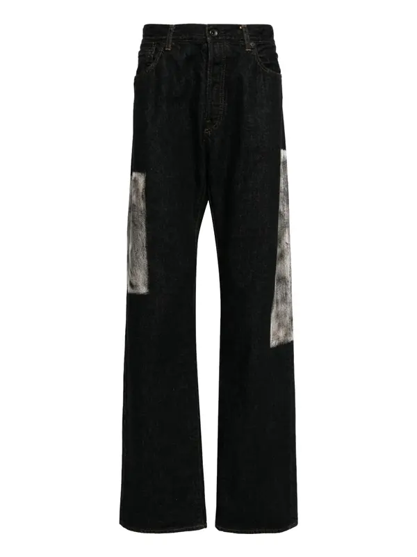 Yohji Yamamoto Panelled Straight-leg Jeans - Black