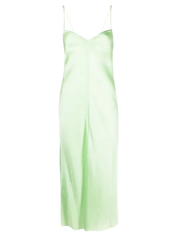 FORTE_FORTE Crinkled Satin Slip Dress - Green