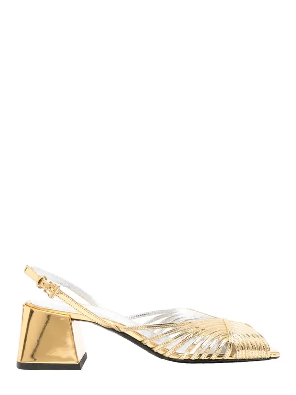Suzanne Rae 70's 55mm Slingback Leather Sandals - Gold