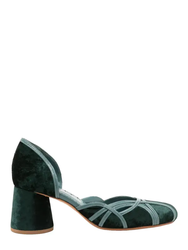 STUDIO CHOFAKIAN 55mm Albert Velvet Pumps - Green