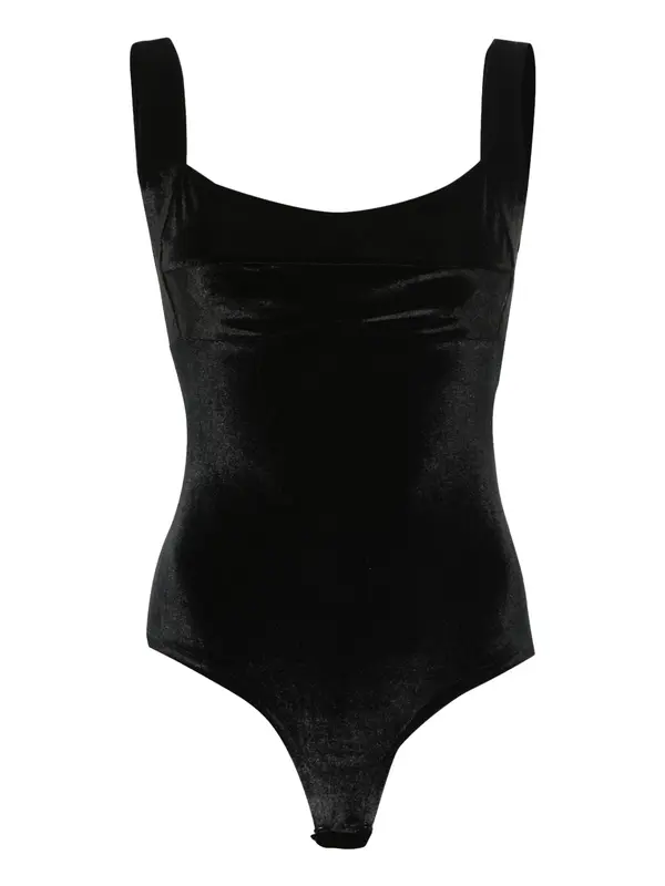 ATU BODY COUTURE Square-neck Velvet Bodysuit - Black