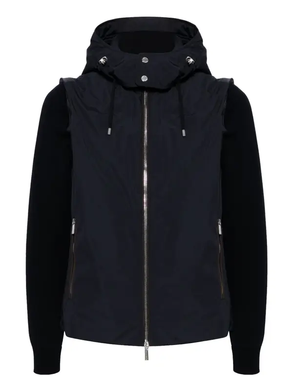MOORER Contrasting Hooded Jacket - Blue