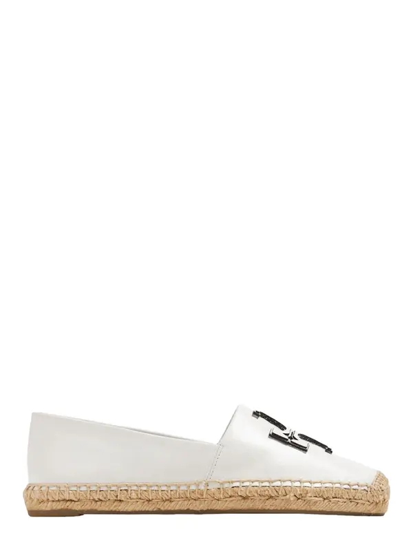 Tory Burch Double T Leather Espadrilles - White