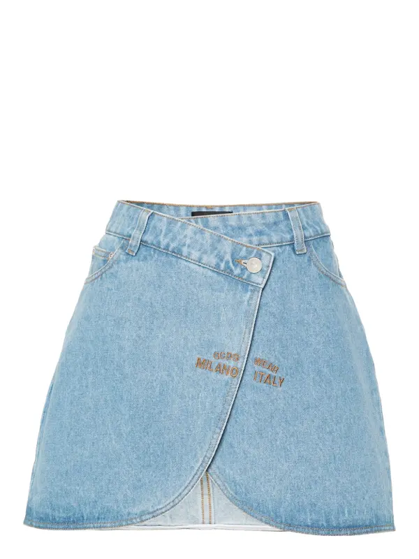 Gcds Logo Embroidered Mini Skirt - Blue