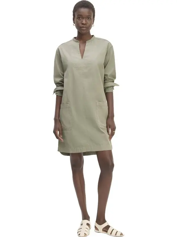 Everlane Long-sleeve Utility Mini Dress - Sage Green