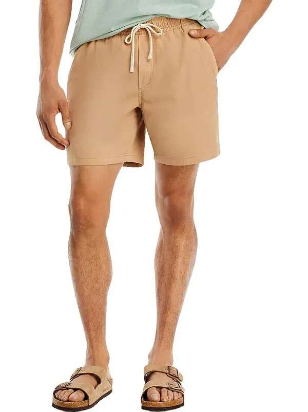 Marine Layer Saturday Cotton Blend 6" Shorts - Khaki
