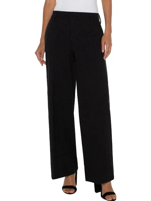 LIVERPOOL Kelsey Wide Leg Knit Trousers - Black