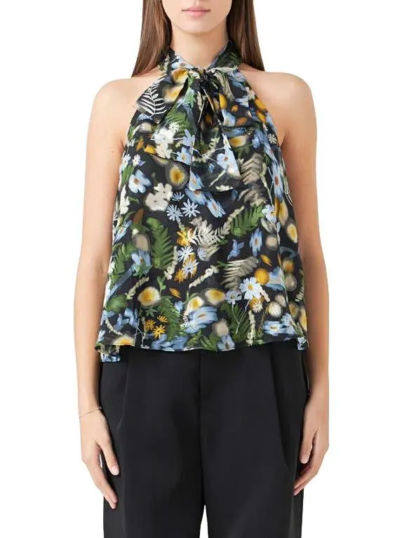 Endless Rose Floral Chiffon Top - Black Multi