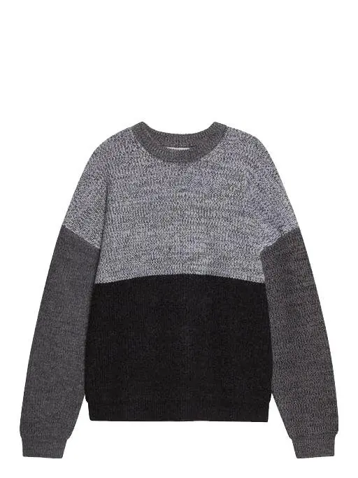 WASTE YARN PROJECT Odd Colorblock Wool Blend Sweater - Tonal Grey