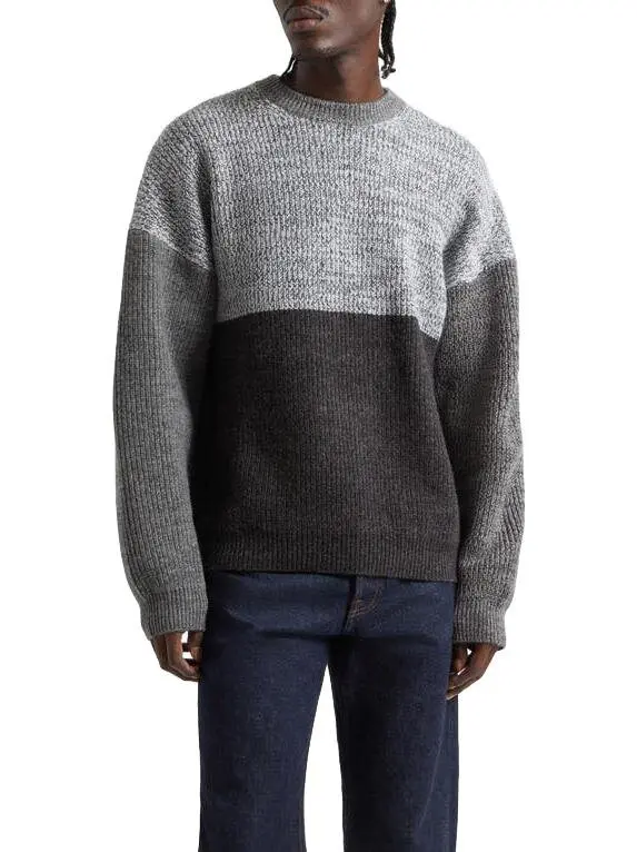 WASTE YARN PROJECT Odd Colorblock Wool Blend Sweater - Tonal Grey