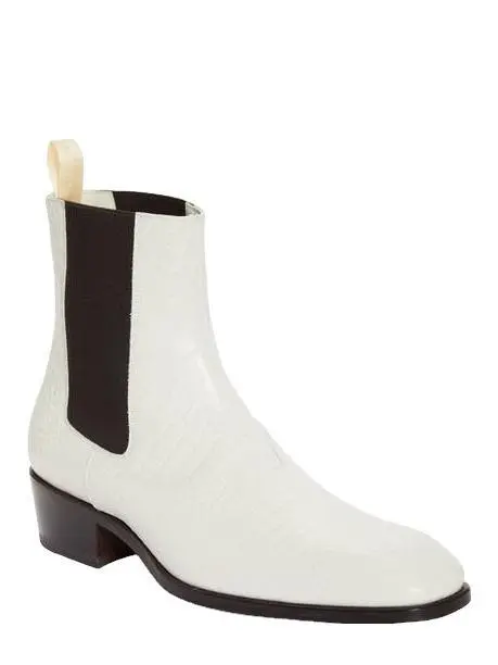 TOM FORD Bailey Croc-embossed Chelsea Boots - Porcelain