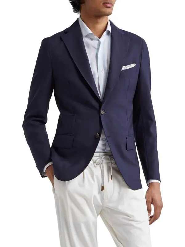 Eleventy Three-button Wool & Silk Blazer - Blue