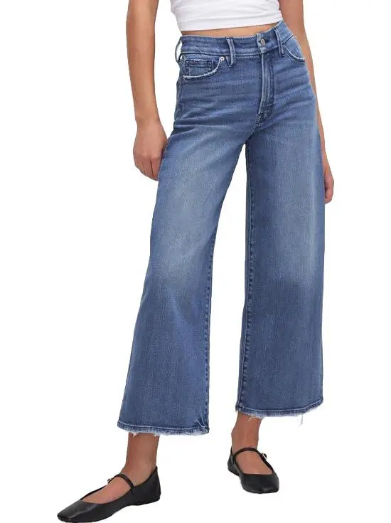 Good American Good Waist Crop Palazzo Jeans - Indigo338