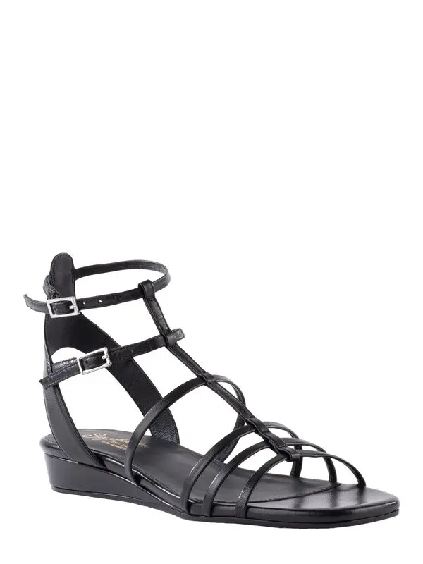 Seychelles Wedge Leather Sandals - Black