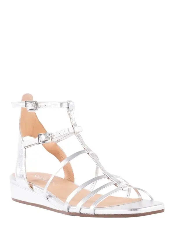Seychelles Wedge Leather Sandals - Silver