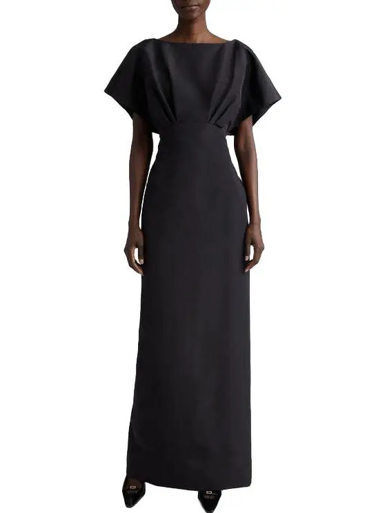 Carolina Herrera Fan Bodice Silk Faille Gown - Black