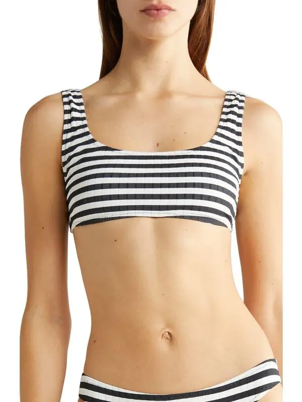 Solid & Striped The Elle Bikini Top - Blackout X Marshmallow