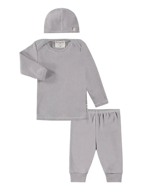 PAIGELAUREN Ribbed Long Sleeve Set - Gray