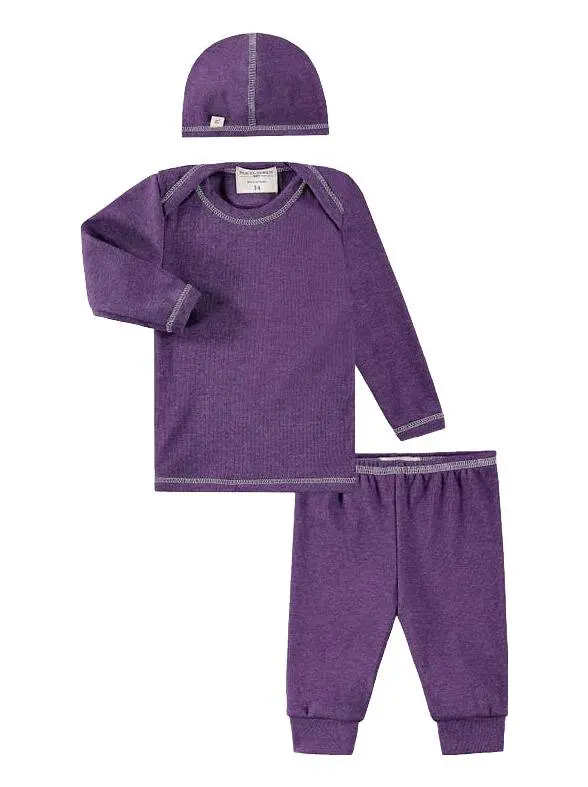 PAIGELAUREN Rib Long Sleeve Top Set - Purple