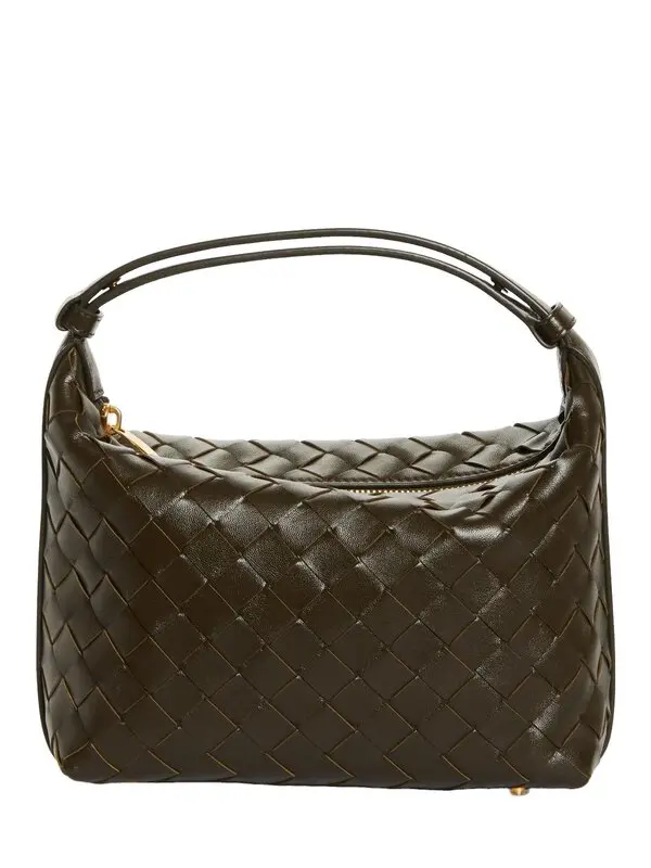 Bottega Veneta Mini Wallace Intrecciato Leather Shoulder Bag - 3323 Kaki-gold