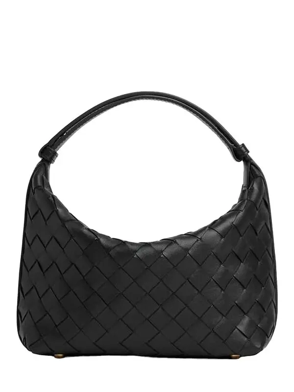 Bottega Veneta Mini Wallace Intrecciato Leather Shoulder Bag - Black/gold
