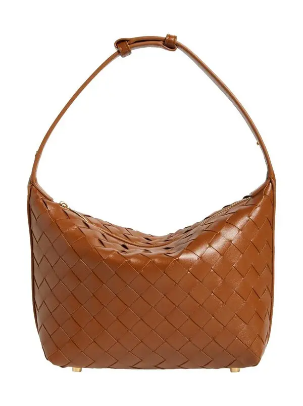 Bottega Veneta Mini Wallace Intrecciato Leather Shoulder Bag - Cognac/gold