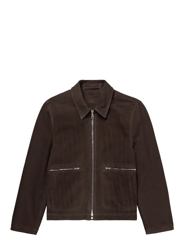 Mr P. Golf Perforated Suede Blouson Jacket - Brown
