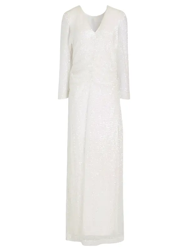 ByTiMo Ruched Sequined Tulle Maxi Dress - Off-white