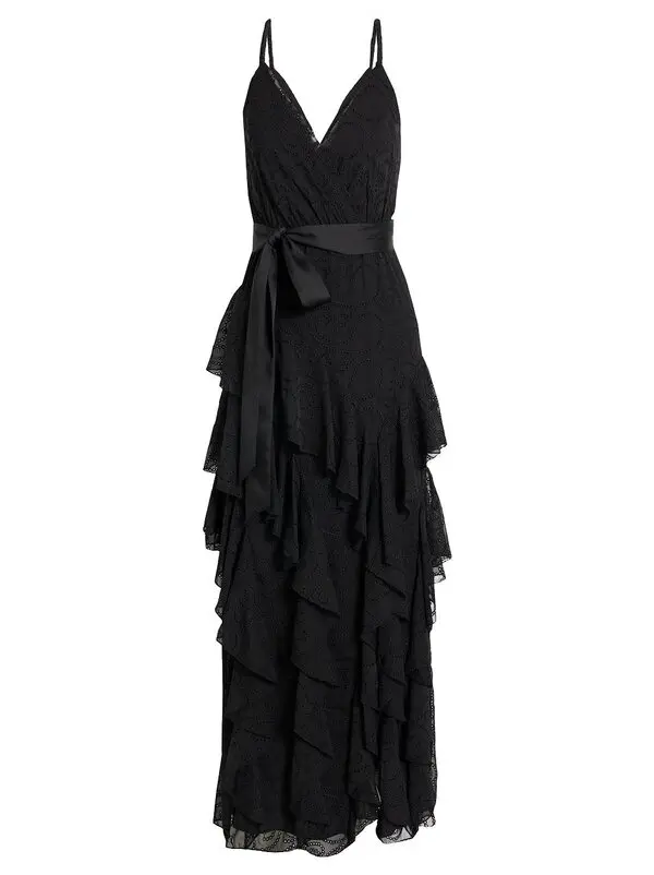 Alice + Olivia Emelia Ruffled Broderie Anglaise Maxi Dress - Black