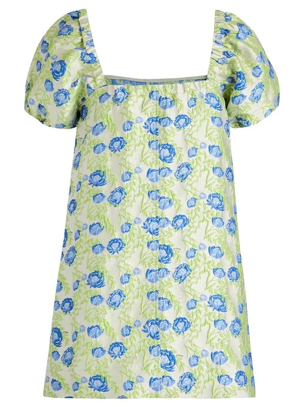 GANNI Brocade Mini Dress - Light Green
