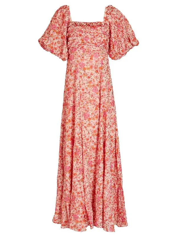 ByTiMo Sequin-embellished Floral-print Georgette Maxi Dress - Pink