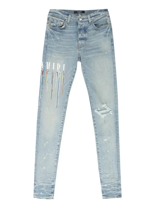 Amiri Paint Drip Logo Jean - Blue