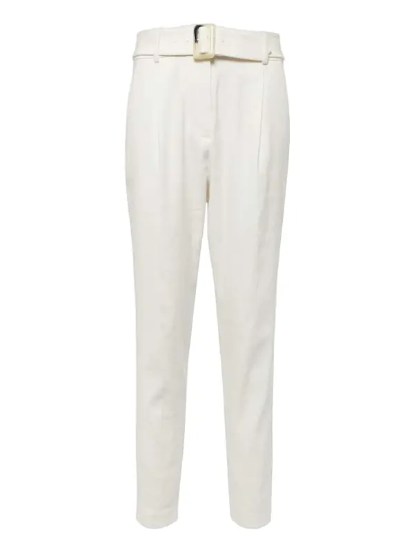 Veronica Beard High-rise Tapered Linen-blend Pants - Neutrals