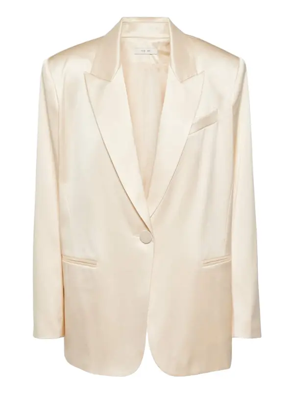 THE SEI Oversized Silk Blazer - White