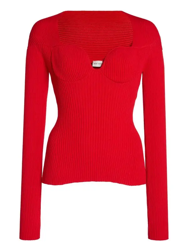 Magda Butrym Knit Bustier Long Sleeve Top - Red