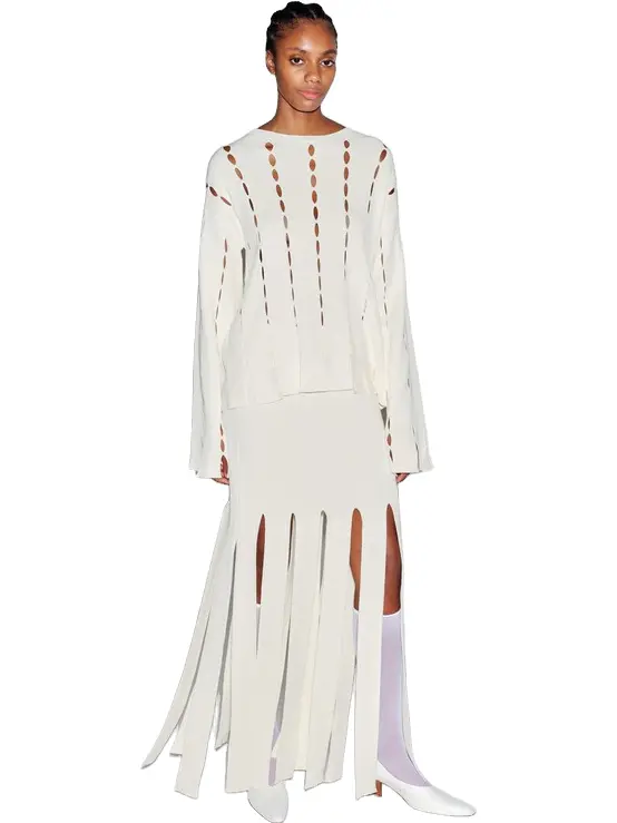Rosetta Getty Slash Panel Maxi Skirt - White