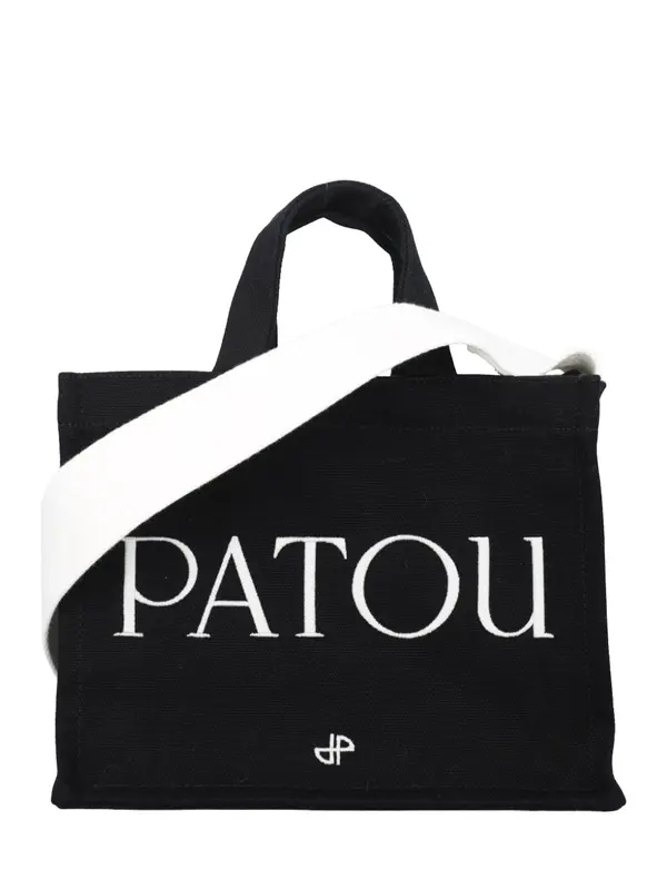 Patou Small Canvas Tote Bag - Black