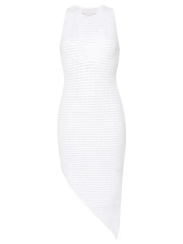 GENNY Panelled Ribbed-knit Midi Dress - White