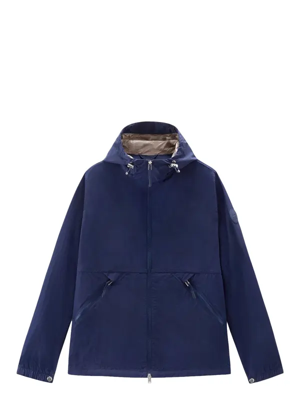 Woolrich Crinkle Hooded Windbreaker - Blue