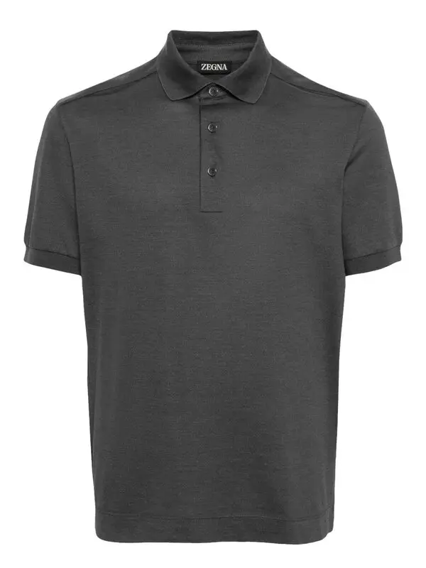 Zegna Piqué Cotton-blend Polo Shirt - Grey