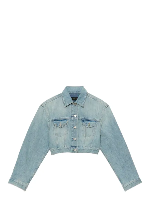 PURPLE BRAND Cropped Denim Jacket - Blue