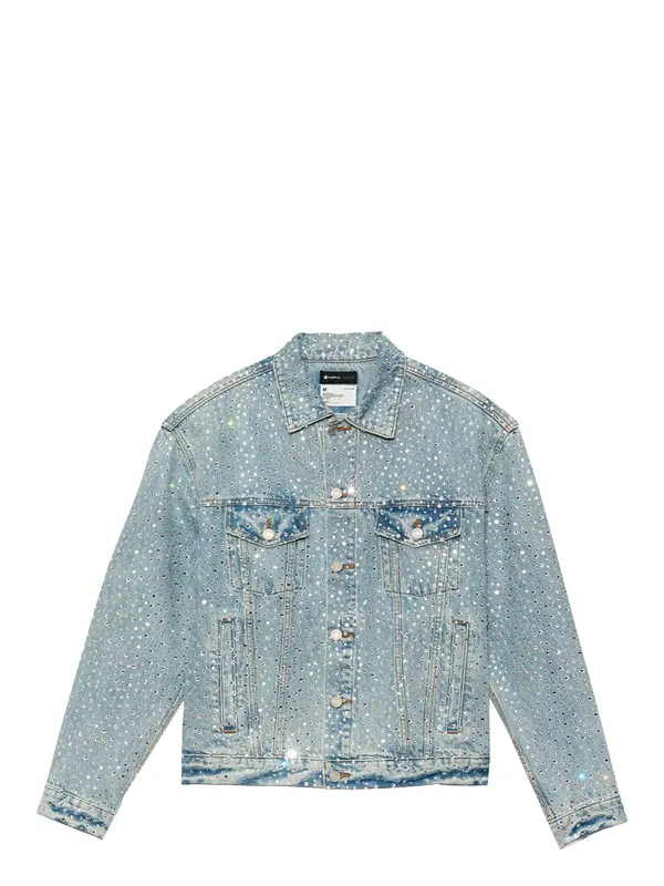 PURPLE BRAND Rhinestone-embellished Denim Jacket - Blue